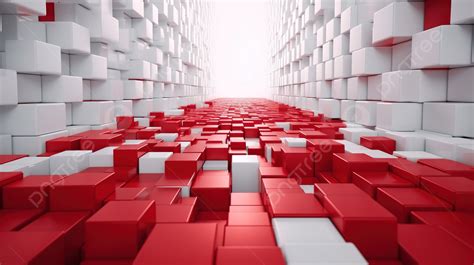 Abstract Background In Red And White Rectangles 3d Rendered 3d Blocks
