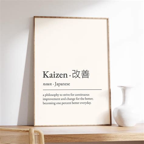 Kaizen Definition Print Dictionary Poster Inspirational Quote