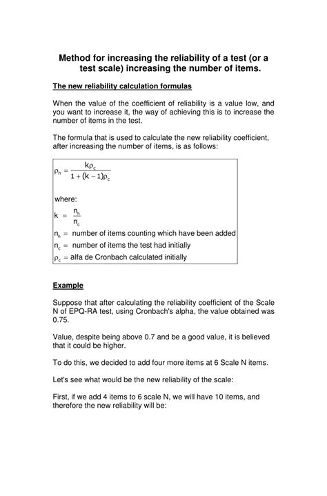 Pdf Method For Increasing The Reliability Of A Test Or A Test Scale