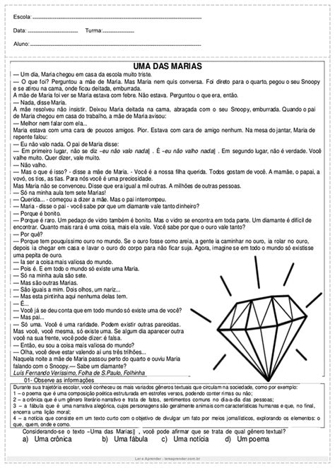 Texto E Interpretação 7 Ano Braincp