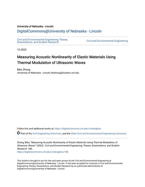 Pdf Measuring Acoustic Nonlinearity Of Elastic Materials Using Thermal Modulation Of