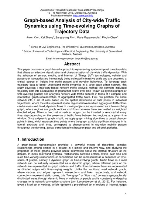 PDF Graph Based Analysis Of City Wide Traffic Dynamics Using Time