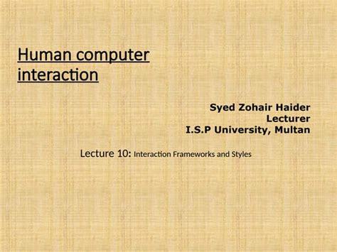 L10 Interaction Frameworks Lecture 14 1ppt