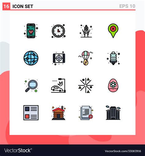 Set Commercial Flat Color Filled Lines Pack Vector Image
