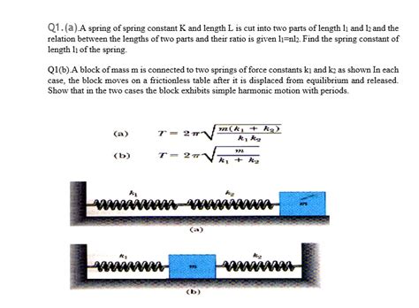 Q1 A A Spring Of Spring Constant K And Length L Is Cut Into Two Parts Of Length L1 And L2 And