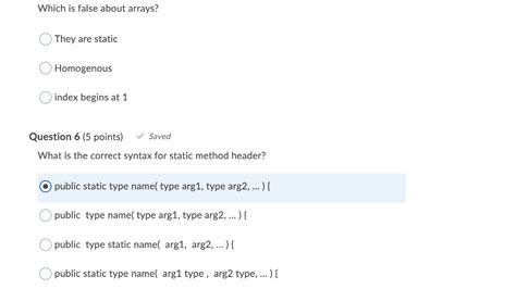 Solved Which Is False About Arrays They Are Static Chegg