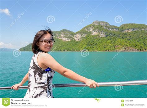 Asian Woman On The Boat Stock Image Image Of Asia Looking 101974917