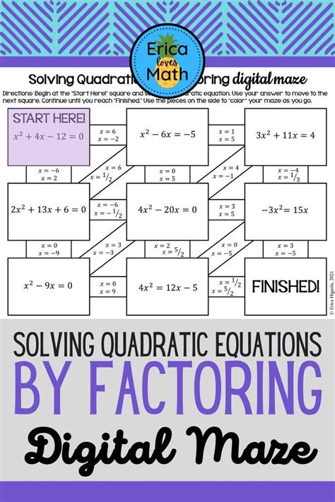 Solving Quadratic Equations By Factoring Digital Activity Maze Quadratics Solving Quadratic Solving Quadratic Equations By Factoring Digital Activity Maze Quadratics Solving Quadratic