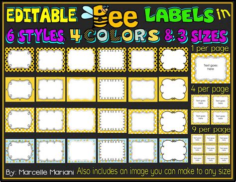Bee Themed Labels Editable Teach In A Box