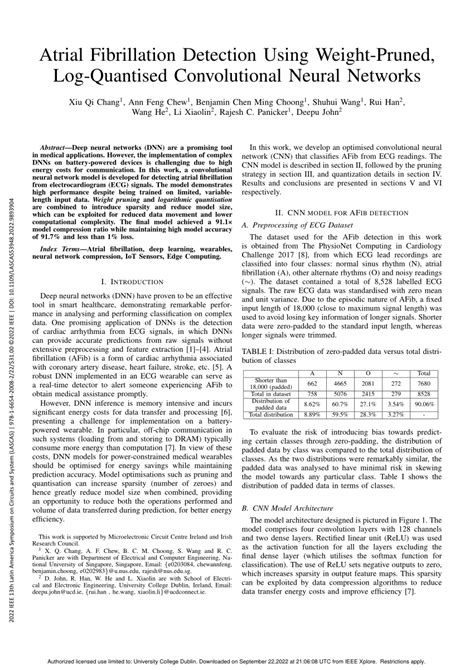 Pdf Atrial Fibrillation Detection Using Weight Pruned Log Quantised Convolutional Neural Networks