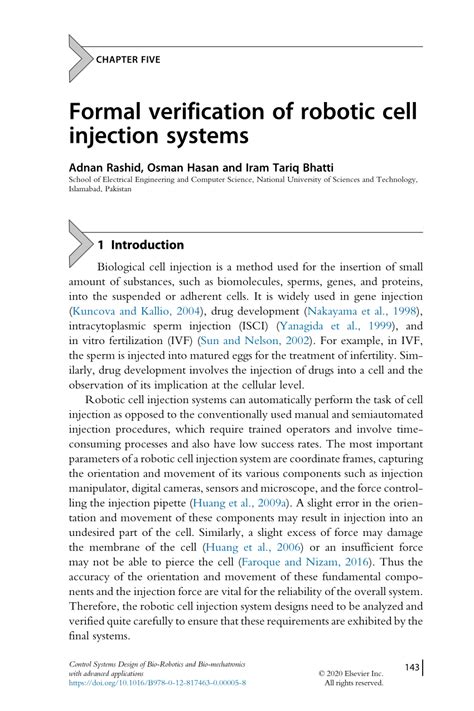 Pdf Formal Verification Of Robotic Cell Injection Systems