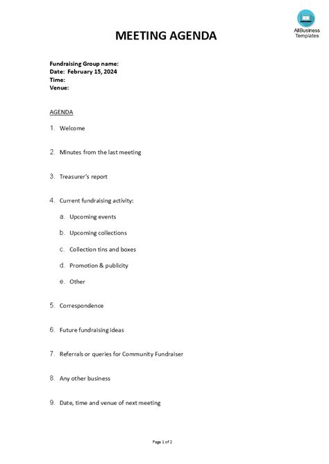 Meeting Agenda Topics Template Design Talk