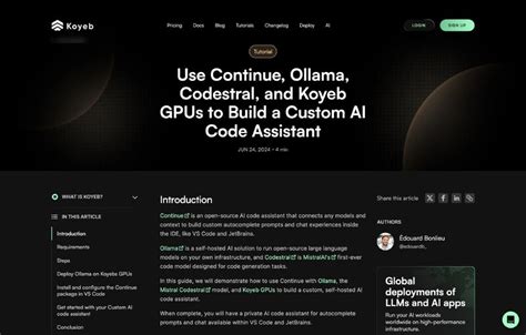 Continue On Linkedin Use Continue Ollama Codestral From Mistral Ai Koyeb Gpus To Build A