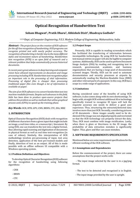 Optical Recognition Of Handwritten Text Pdf