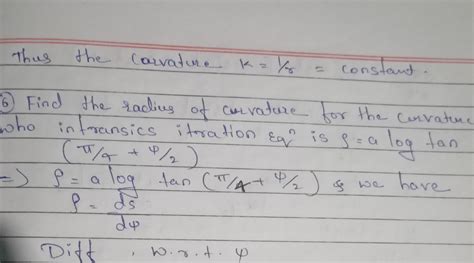 Thus The Curvature K 1 R Constant 6 Find The Radius Of Curvature For