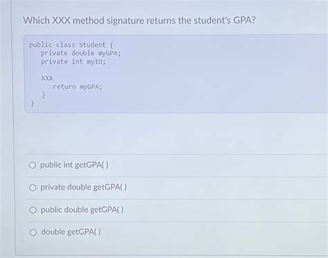 Solved Which XXX Method Signature Returns The Babe S Chegg Com