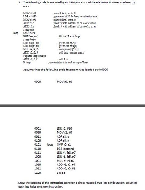 Solved 5 The Following Code Is Executed By An Arm Processor