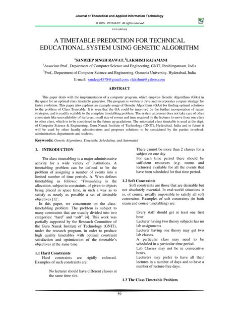 Pdf A Timetable Prediction For Technical Educational System Using