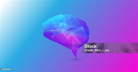 추상적인 다채로운 인간의 두뇌 크리에이티브 인공 지능 Ai 점과 선의 낮은 다각형 및 와이어프레임 벡터 그림 3차원 형태에 대한