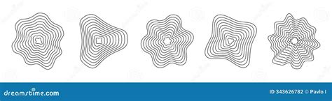 Geometric Distortion Circles Set Futuristic Style Wave Element Collection Wavy Curve Design