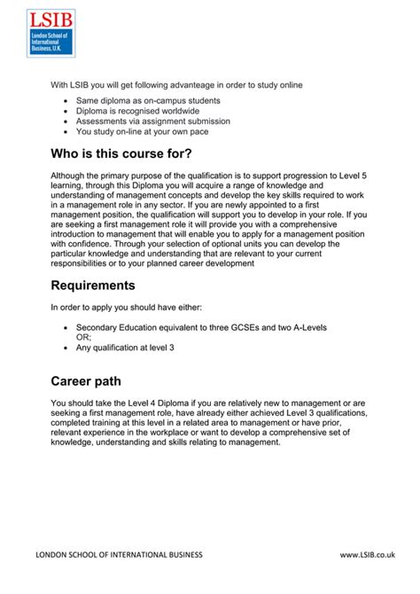 Athe Level 4 Extended Diploma In Management Rqf 120 Credits Pdf