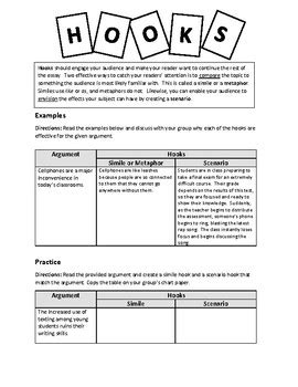 Argumentative Writing Hooks By Pencils And Postits TPT