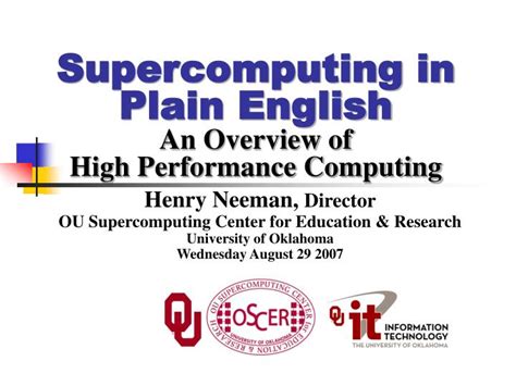 Ppt Supercomputing In Plain English An Overview Of High Performance