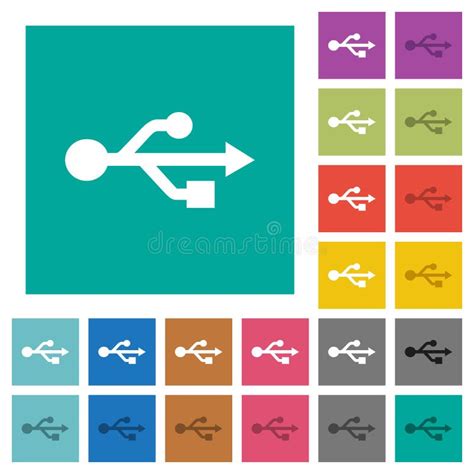 Usb Connection Square Flat Multi Colored Icons Stock Vector Illustration Of Simple Transmit