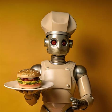 A Friendly Robot Chef Wearing A White Chef Hat Holds Out A Plate With A