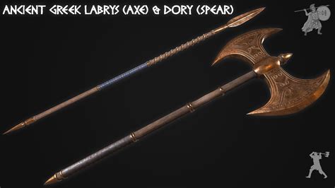 3d Model Ancient Greek Labrys Axe And Dory Spear Midpoly Game Ready Vr