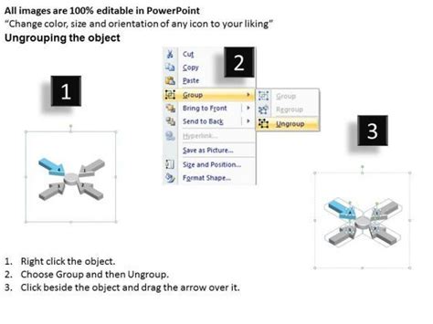 Arrows For Stages Linked To Center PowerPoint Slides