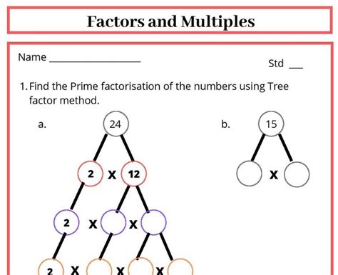 free class 5 maths factors and multiples worksheet practice makes perfect