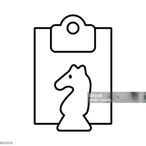 전략 개념 아이콘입니다 비즈니스 문서 및 체스 말 사업 계획 아이콘입니다 벡터 편집 가능한 획 사용 웹 디자인 로고를 위한 선형 작풍 표시 0명에 대한 스톡 벡터 아트 및