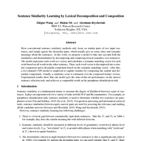 Sentence Similarity Learning By Lexical Decomposition And Composition Acl Anthology