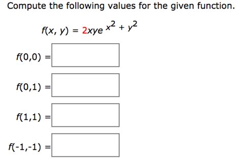 Solved Compute The Following Values For The Given Function