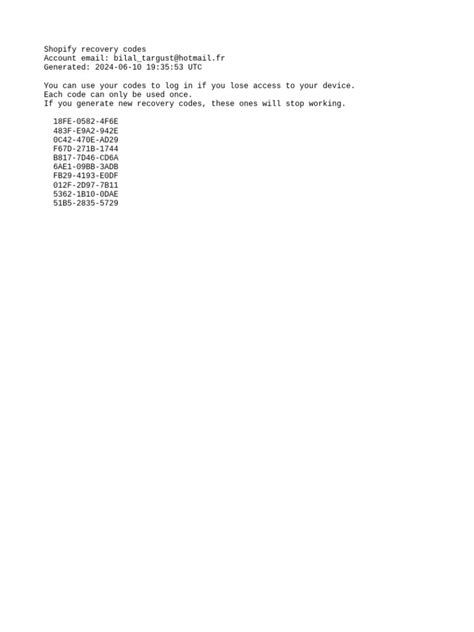 Shopify Recovery Codes 2 Pdf