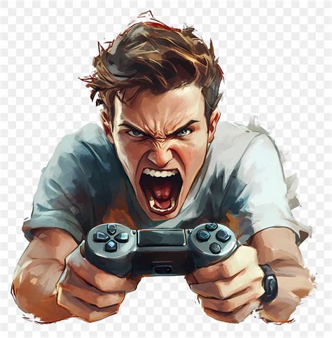Gaming Rage Mode Gamer With Controller Illustration PNG 3844x3928px Gaming Rage Mode