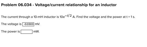 Solved Problem Voltage Current Relationship For An Chegg Com