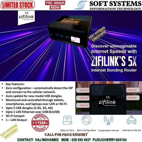 Zifilink 5x Internet Bonding Router Connect Up To 5 Usb Dongles 2 5g 3g And 4g In Front Of