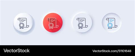 Certificate Line Icon Certified Document Sign Vector Image