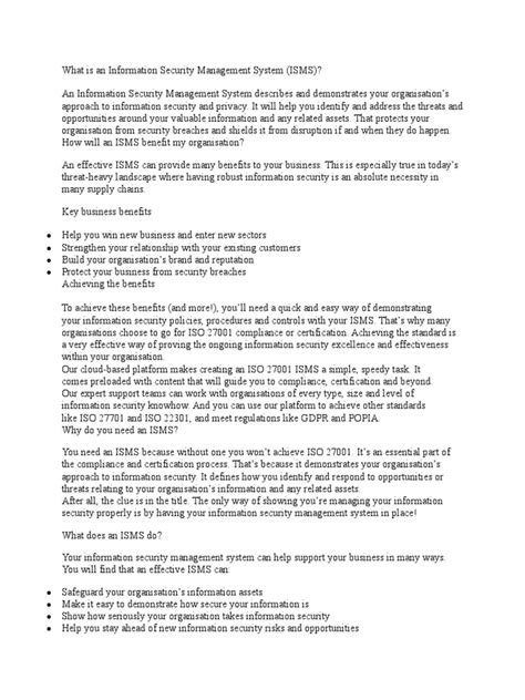 Information Security Management System Pdf Information Security Computer Security