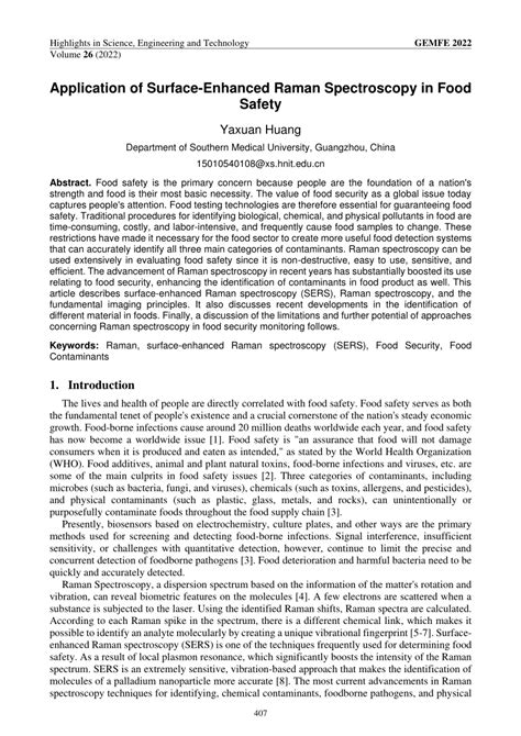 Pdf Application Of Surface Enhanced Raman Spectroscopy In Food Safety
