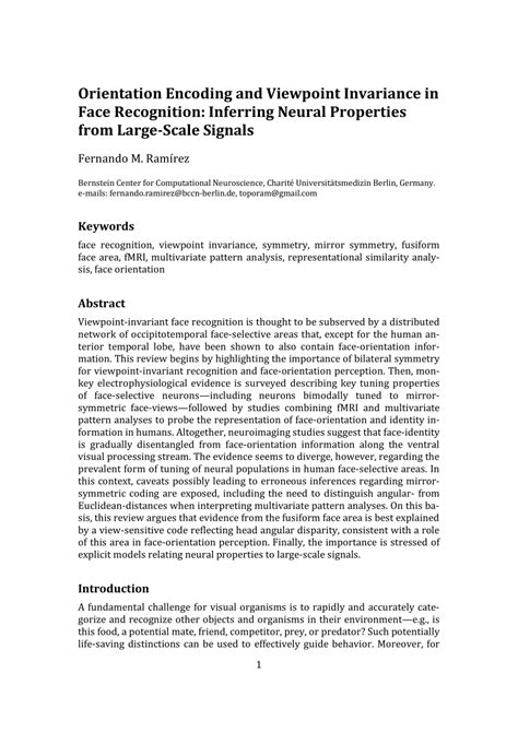 Pdf Orientation Encoding And Viewpoint Invariance In Face Recognition