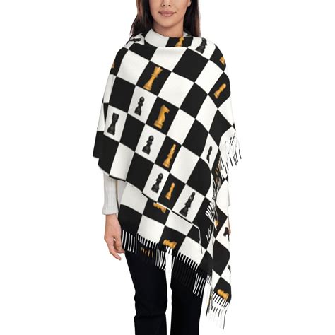 Ladies Large Chess Board Scarves Women Winter Thick Warm Tassel Shawl Wraps Chessboard Game