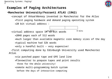 Ppt Operating Systems Paging2 1 Examples Of Paging Architectures