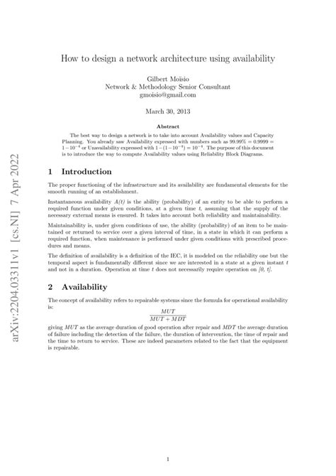 How To Design A Network Architecture Using Availability Deepai