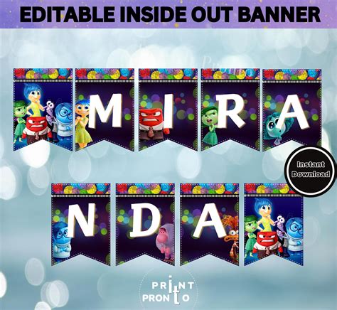 Editable Inside Out Banner Inside Out Birthday Inside Out Party