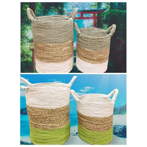 Jual Keranjang Anyaman Bahan Agel Set Isi 2 Kerajianan Lokal Shopee