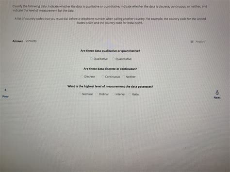 solved classify the following data indicate whether the