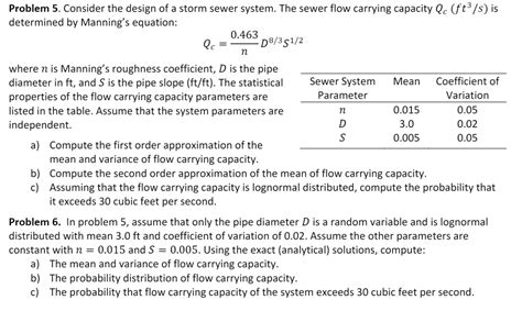 Problem 5 Consider The Design Of A Storm Sewer System The